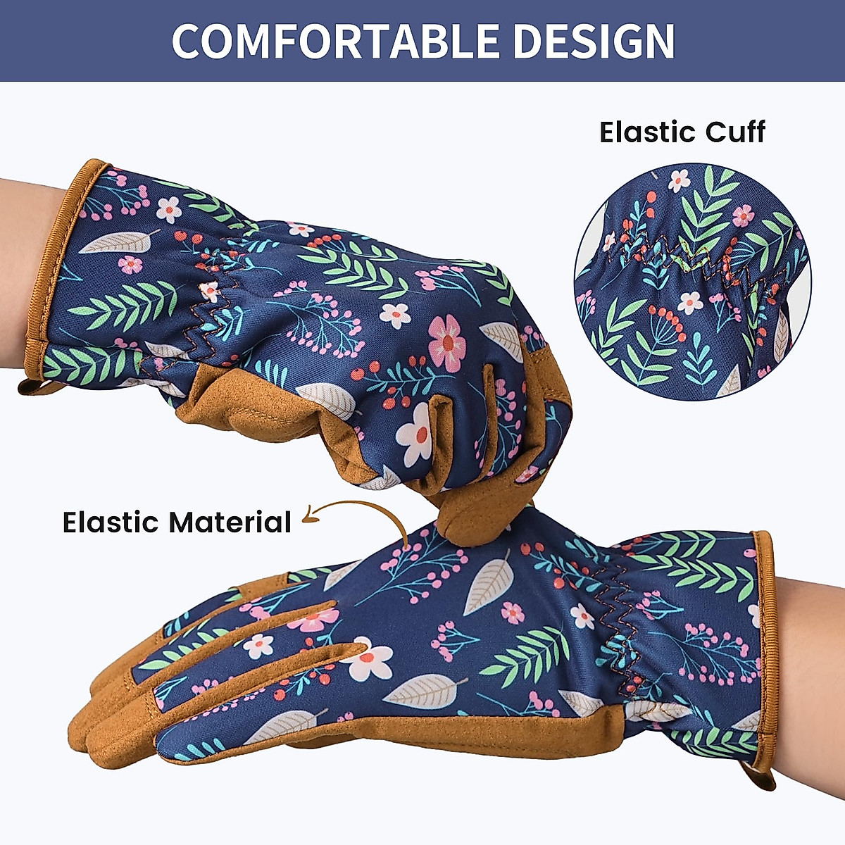 Pleneal Gardening Gloves for Women - Leather Garden Gloves Thorn Proof, Outdoor Protective Working Gloves