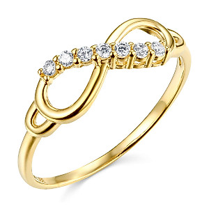 TWJC Wedding Collection 14k Yellow Gold SOLID Infinity Ring - Size 7.5