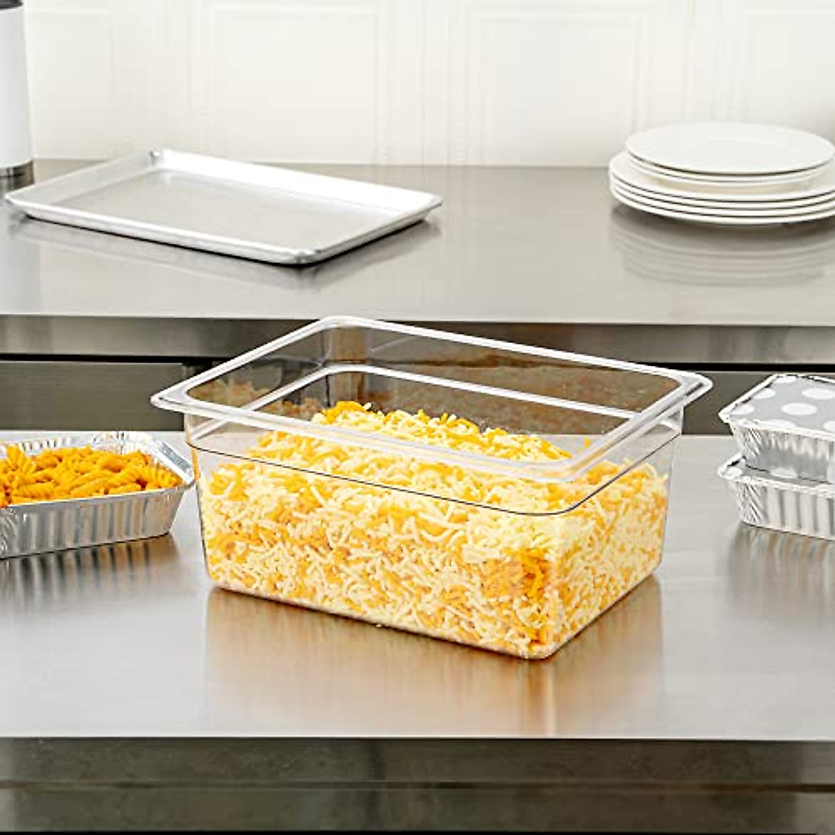 Restaurantware Met Lux 1/2 Size Food Storage Container 1 6 Inch Deep Proofing Box - Rectangle Graduated Measurements Clear Plastic Food Grade Storage Container Dishwashable Lids Sold Separately