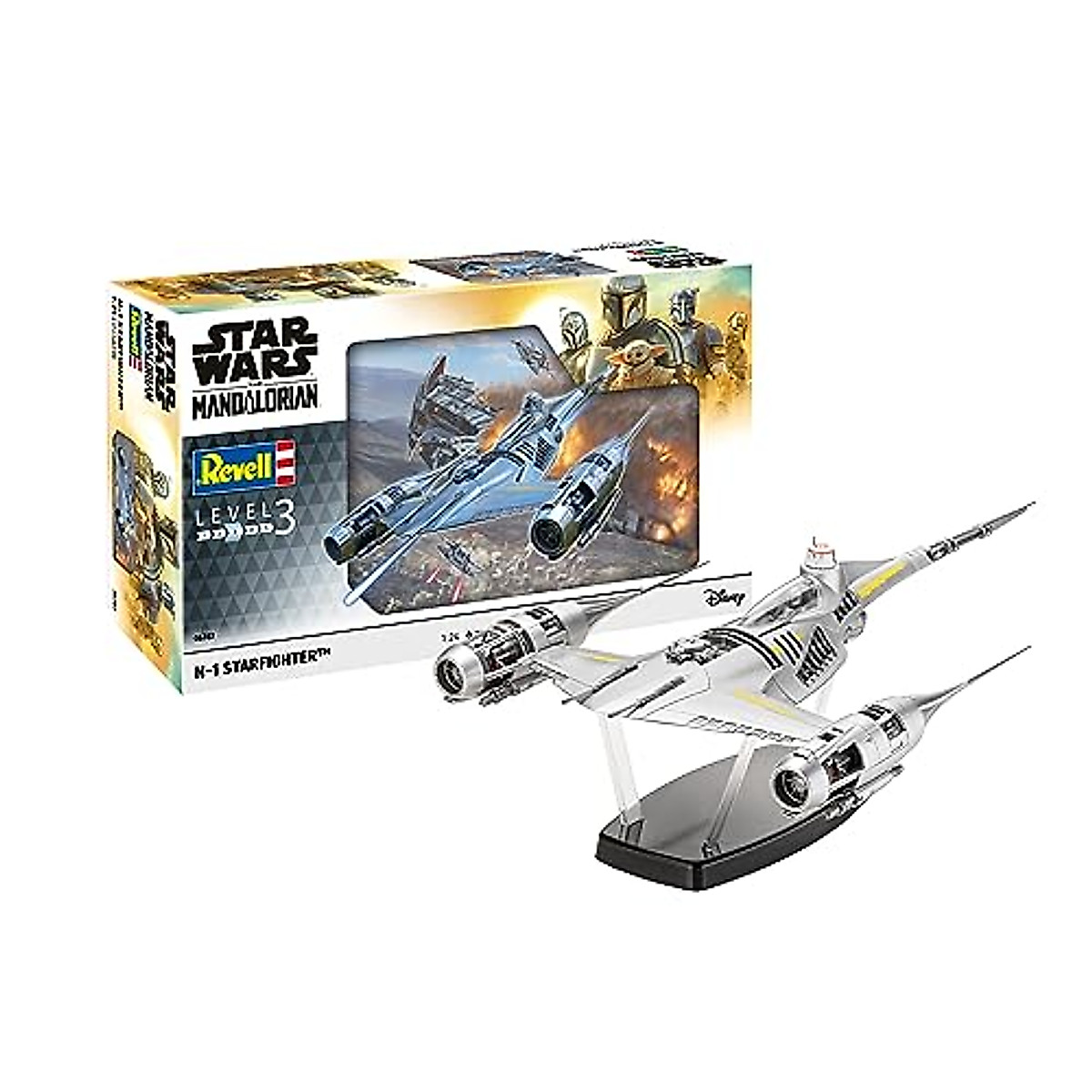 Revell 06787 Star Wars: The Mandalorian N1 Starfighter (Din Djarin) 1:24 Scale Unbuilt/Unpainted Plastic Model Kit with Seated 'Mando' Figure
