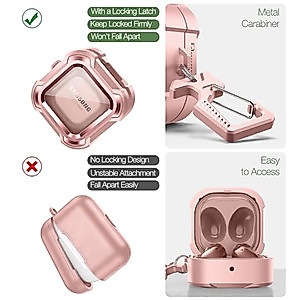 Dexnor Compatible with Samsung Galaxy Buds 2 Pro Case(2022)/Galaxy Buds 2 Case(2021)/ Galaxy Buds Live Case(2020)/ Galaxy Buds Pro Case(2021) Clear Hard PC & Silicone 360 Full Body Case- Pink