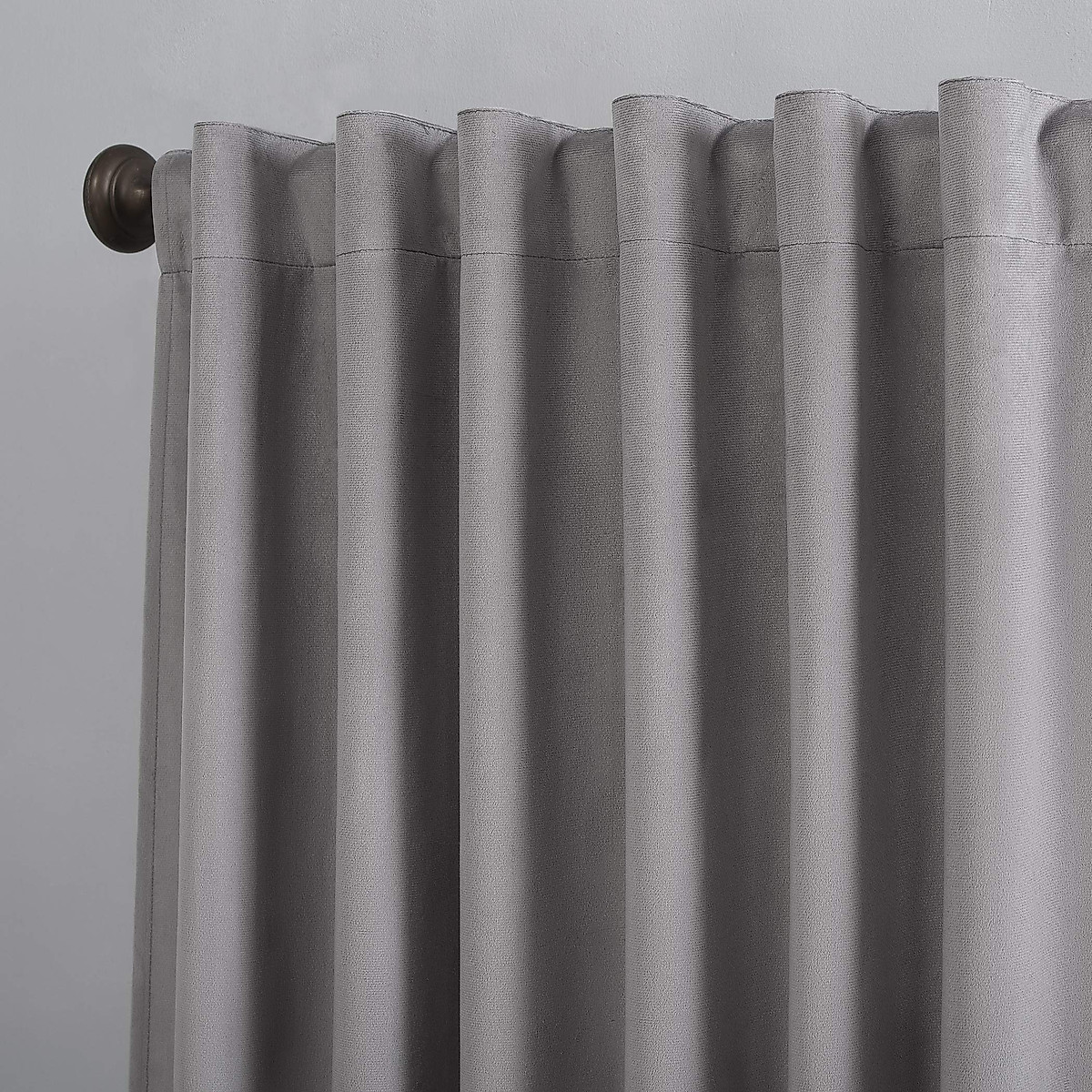 Sun Zero Hampshire Velvet Noise Reducing Thermal Extreme Total Blackout Back Tab Curtain Panel, 50" x 108", Gray