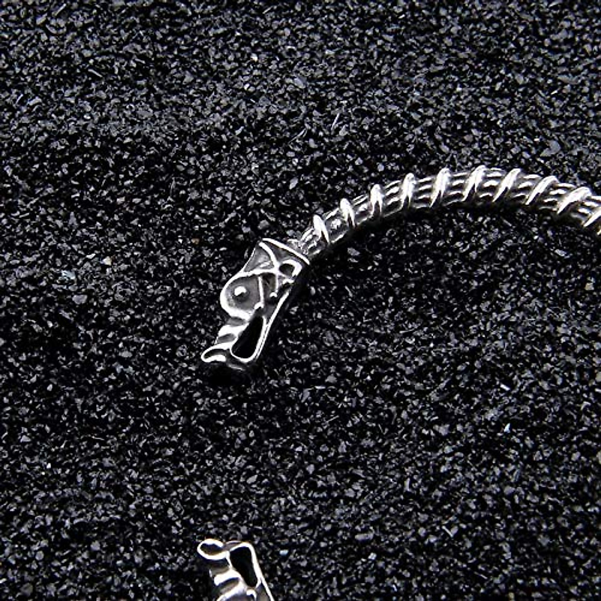 Silver Viking Boat figurehead Dragon Bangle with wood box for men or women ~ 925 Sterling Silver mens open cuff ~ Viking Amulet