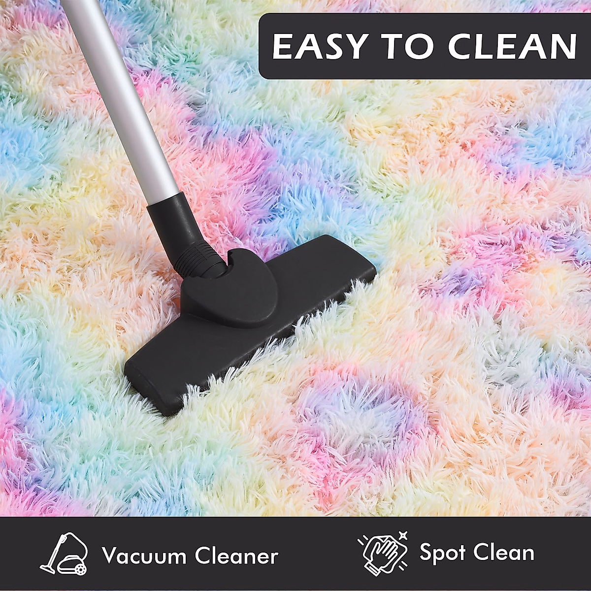 Softlife Area Rug for Bedroom, 4x6 Feet Plush Fluffy Rug for Living Room, Tie-Dyed Rainbow Shag Rug for Aesthetic Room Decor, Ultra Soft Modern Fuzzy Faux Fur Carpet for Kids Nursery Room Dorm