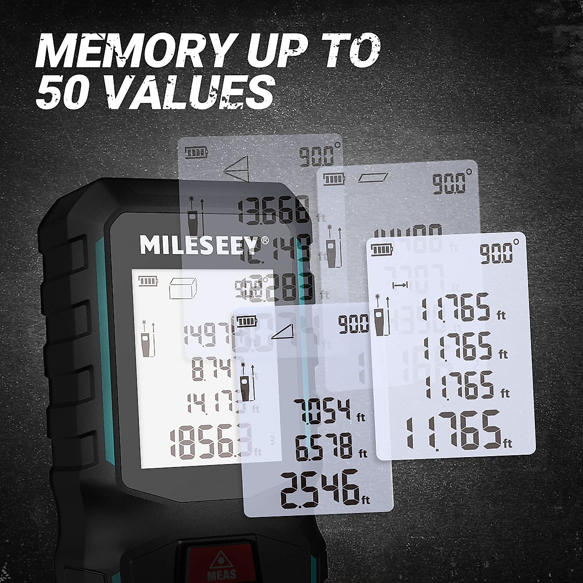 MiLESEEY G2 200FT Laser Measurement Tool with ±0.06 Inch Accuracy, Distance Area Volume Measure and Pythagoras, Portable Handle Laser Measure with ft/in/ft+in/m Unit Switch & Digital Angle (200FT)