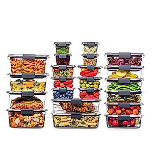 Rubbermaid Brilliance BPA Free Food Storage Containers with Lids, Airtight, for Lunch, Meal Prep, and Leftovers, Set of 22