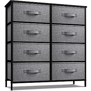 Sorbus Dresser with 8 Drawers - Chest Organizer Unit with Steel Frame Wood Top & Handle Easy Pull Fabric Bins for Clothes - Large Storage Furniture for Bedroom, Hallway, Living Room, Nursery & Closet