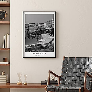 Dear Mapper Henderson United States View Abstract Road Modern Map Art Minimalist Painting Black and White Canvas Line Art Print Poster Art Line Paintings Home Decor (Set of 3 Unframed) (16x24inch)