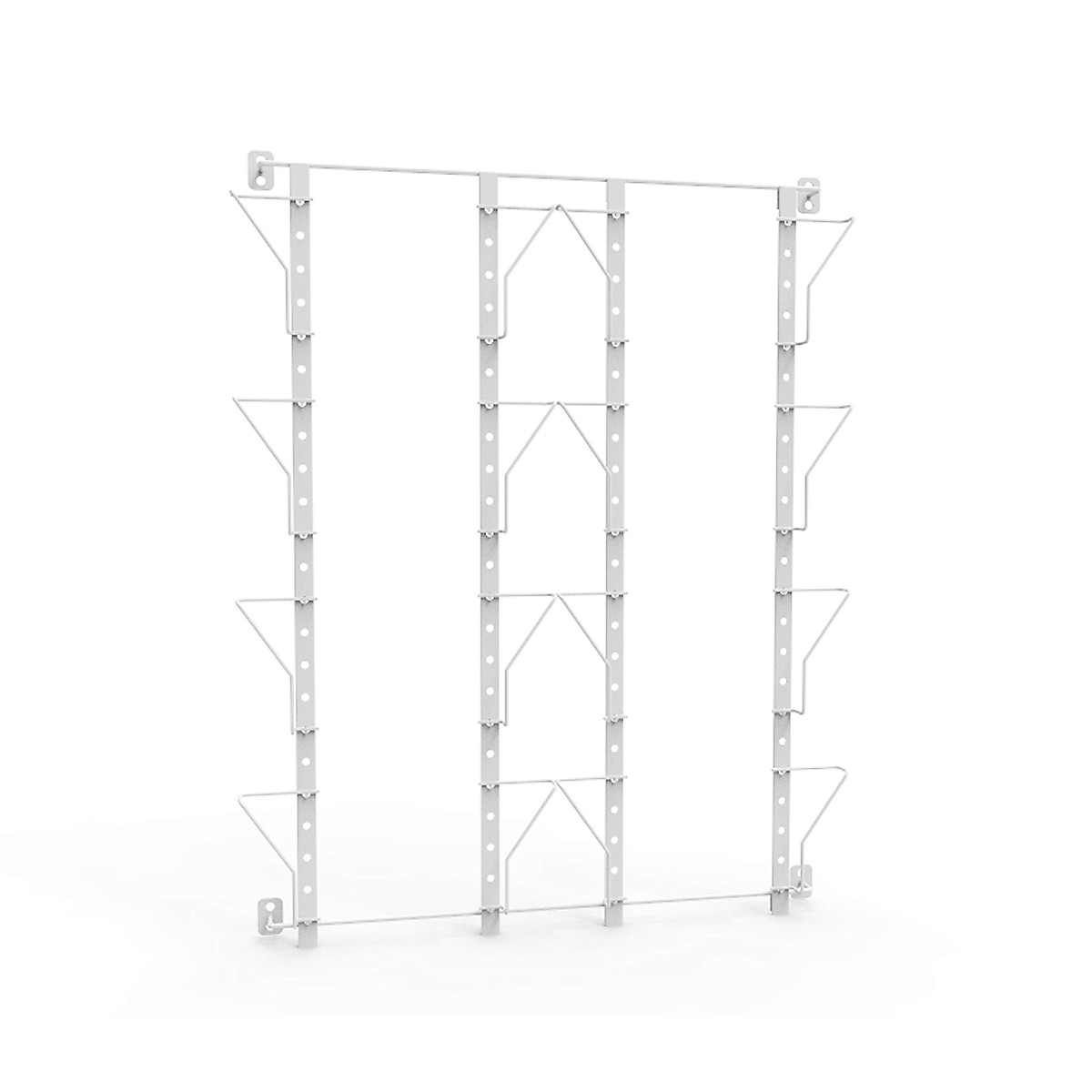 FixtureDisplays® Up to 9.5" Wide 8-Pocket Adjustable Display Rack, Wall Mounted Greeting Post Card Christmas Holiday Card Holders White Bars Silver Pockets 11608-WHITE-DOUBLE-NF