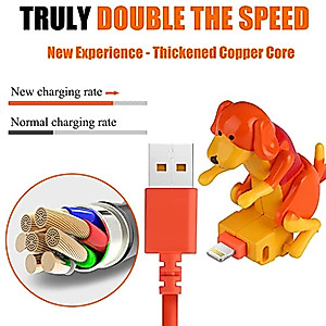 Teursa Funny Dog Charger Cable Stray Dog Charging Cable 4 ft USB Charger Cable for Phone (Lightning Cable, Orange)