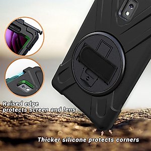 DreamerX for Samsung Galaxy Tab Active 3/Active5 8.0 Case, Hybrid Shockproof Rugged Drop Protective Case with Stand Handle Hand/Shoulder Strap for Galaxy Tab Active5 8" 2024, Active3 8" 2020, Black