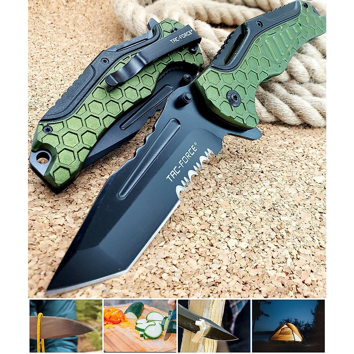 8.5 Tactical Open Folding Pocket Knife Tanto Blade Outdoor Survival Hunting Knife for Camping by Survival Steel
