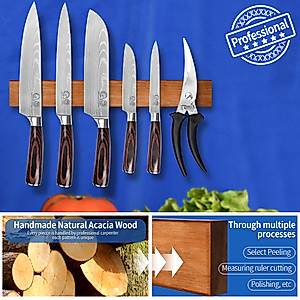 XYJ 2 Pcs Magnetic Knife Strip Holder for Wall with Strong Neodymium Acacia Wood Magnet Knife Rack Bar Stand for Knives Kitchen Tools Utensil Organizer Accessories for Special Day