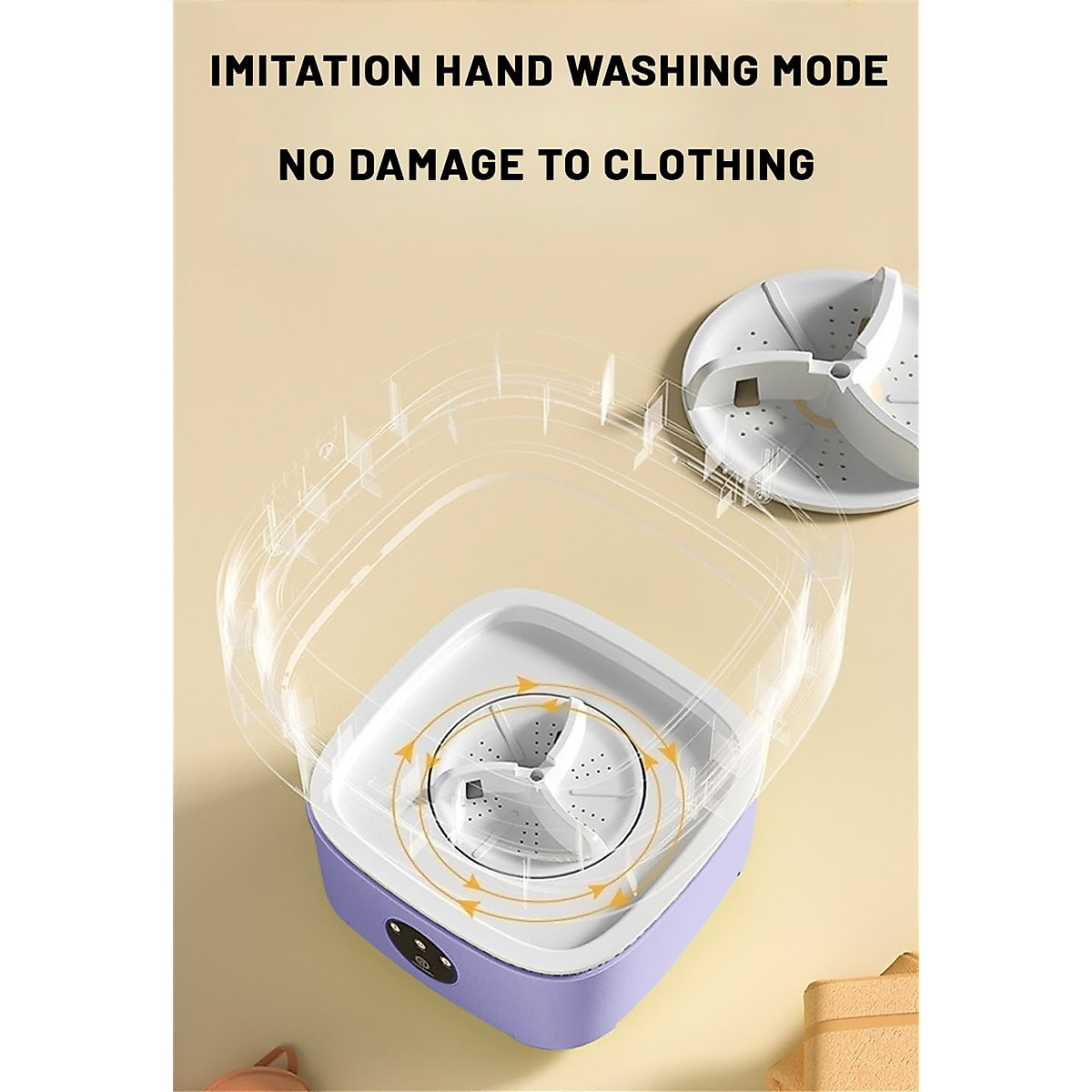 GR''AT Portable washing machine,Mini Washer,11L upgraded large capacity foldable Washer,Deep cleaning of underwear,baby clothes and other small clothes.Suitable apartments,dormitories,hotel. (Purple)