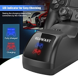 PS4 Controller Charger Station,Glowant Fast PS4 Dual PS4 Controller Charger Station with LED Indicator