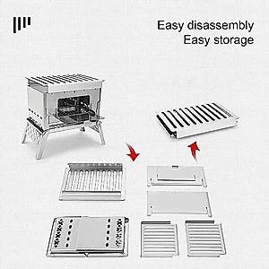 Camp Tent Stove - Portable Wood Burning Camp Heater | Compact Stainless Steel Backpacking Burner, Camping Stove for Tent, Cooking, Fishing, Home Heating Wynott