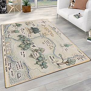 SHOUSE 100 Acre Wood Map Rug, Winnie The Pooh Hundred Acre Wood Rug, Winnie The Pooh Area Rug for Nursery, Washable Rug, Winnie The Pooh Rug for Nursery, Living Room Rug, Nursery Rug (72 * 48 inches)