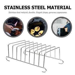 DOITOOL Toast Bread Rack Holder, 2Pcs 8 Slice Holes Stainless Steel Tool Cooling Grid Bread Rack Non- Stick Bread Loaf Stand Air Fryer Accessories Organizer