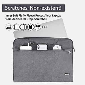 V Voova Laptop Bag Carrying Case 15 15.6 16 inch with Shoulder Strap, Slim Computer Sleeve Compatible for MacBook Pro 15/16, 15" Surface Laptop, Dell XPS 15, HP Asus Acer Lenovo Notebook, Grey
