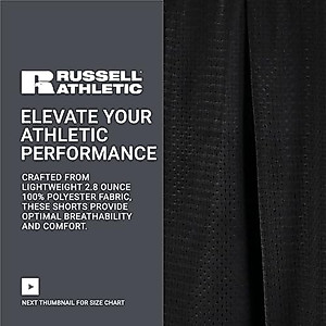 Russell Athletic Mens Mesh Pocket Short, Black, X-Large US