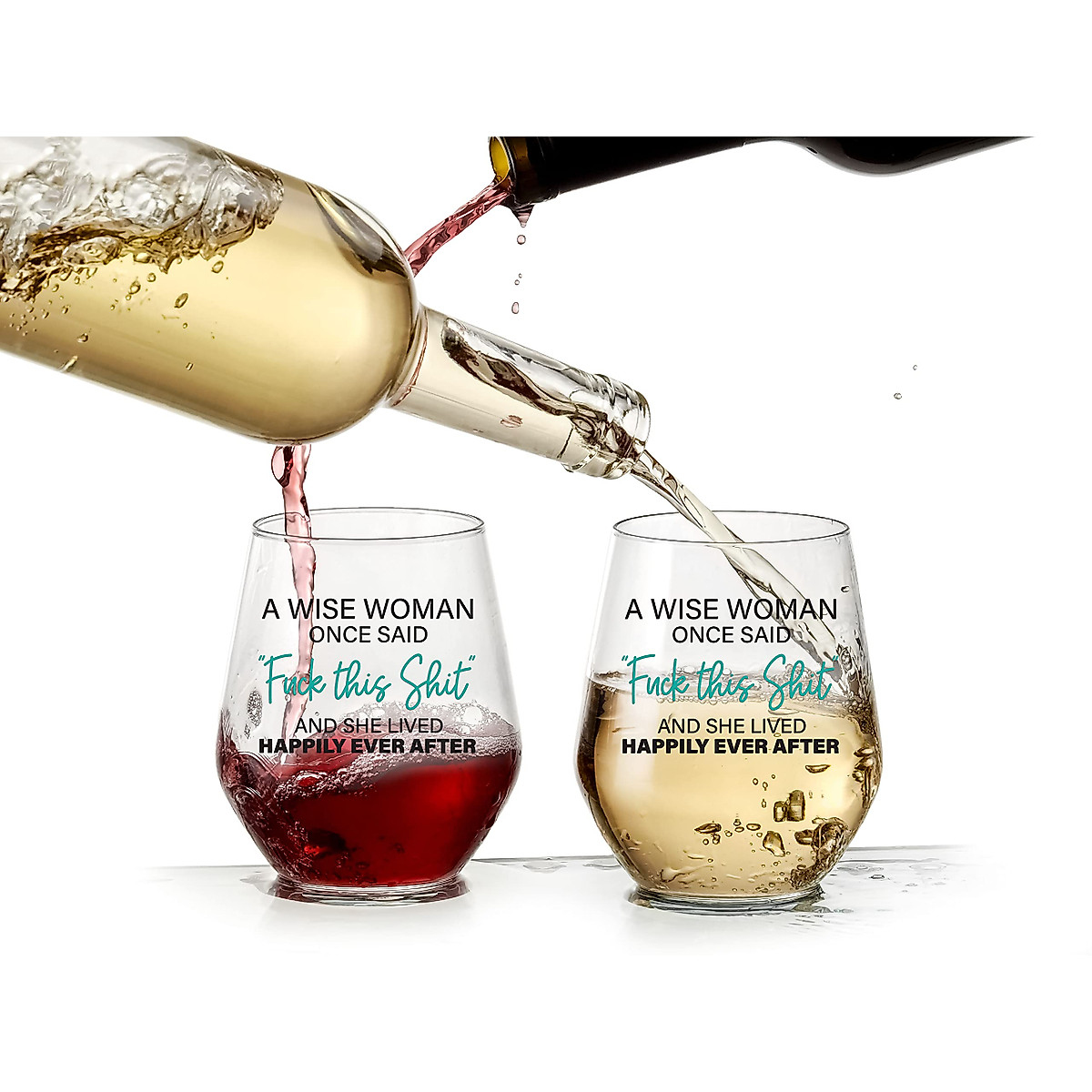 A Wise Woman - Funny Wine Glass for Women, Goodbye, Farewell, Birthday, Divorce, Retirement Going Away, Good Luck, Best Friend, Friendship Gifts for Women, Female Coworker, 15oz Stemless Wine Glass