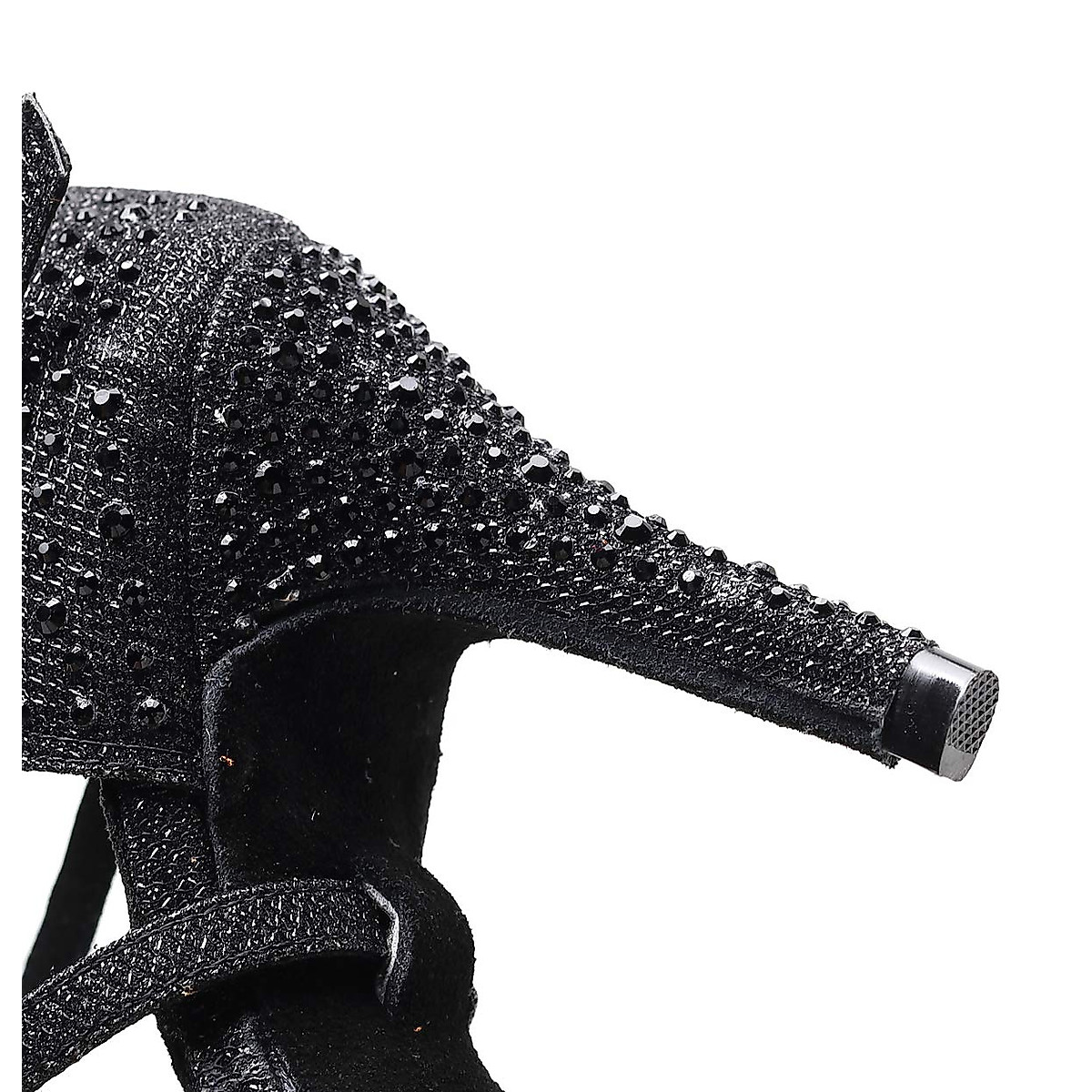 Pierides Women's Suede Sole Rhinestone Ballroom Dance Shoes Latin Salsa Performance Dance Shoes 4" Heel,10.5 US