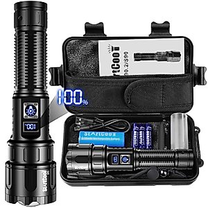 Startcool Flashlights High Lumens Rechargeable, Super Bright 250000 Lumens Flashlight USB, High Powered LED Flashlight, Handheld Rechargeable Flash Light for Emergency Camping Hiking Gift