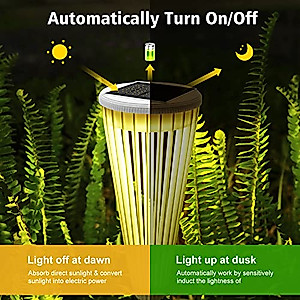 LCMKR Solar Pathway Lights, 8 Pack Solar Garden Lights Outdoor Waterproof Unique Pattern Solar Powered Landscape Path Lights Decorative for Yard Garden Walkway Driveway Lawn,White & Warm Light
