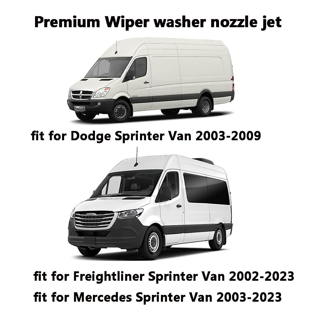 47191 Premium Adjustable Wiper Washer Nozzle Kit Fit for Dodge/Freightliner/Mercedes/Winnebago Sprinter Van Front Windshield Washer Jet | Direct Replacement | Easy to Install | 2 Pack, Ref 68017440AA
