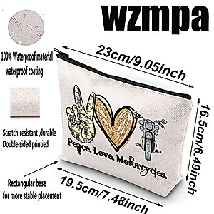 WZMPA Motorcyclist Cosmetic Bag Ride Safe Biker Gift Peace Love Motorcycle Makeup Zipper Pouch Bag For Friend Family (Peace Motorcycle)