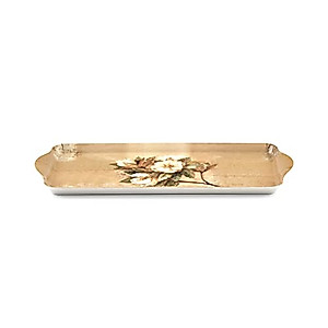 Pimpernel Sugar Magnolia Collection Sandwich Tray | Serving Platter | Crudité and Appetizer Tray | Made of Melamine | Measures 15.1" x 6.5" | Dishwasher Safe