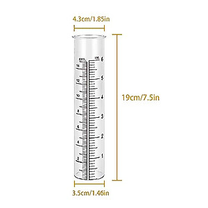 LUNSY 【Rainy Season Preferred】 Rain Gauge Replacement Tube, Glass, 7.5in1.46in, Cold Resistance&Crack Resistance