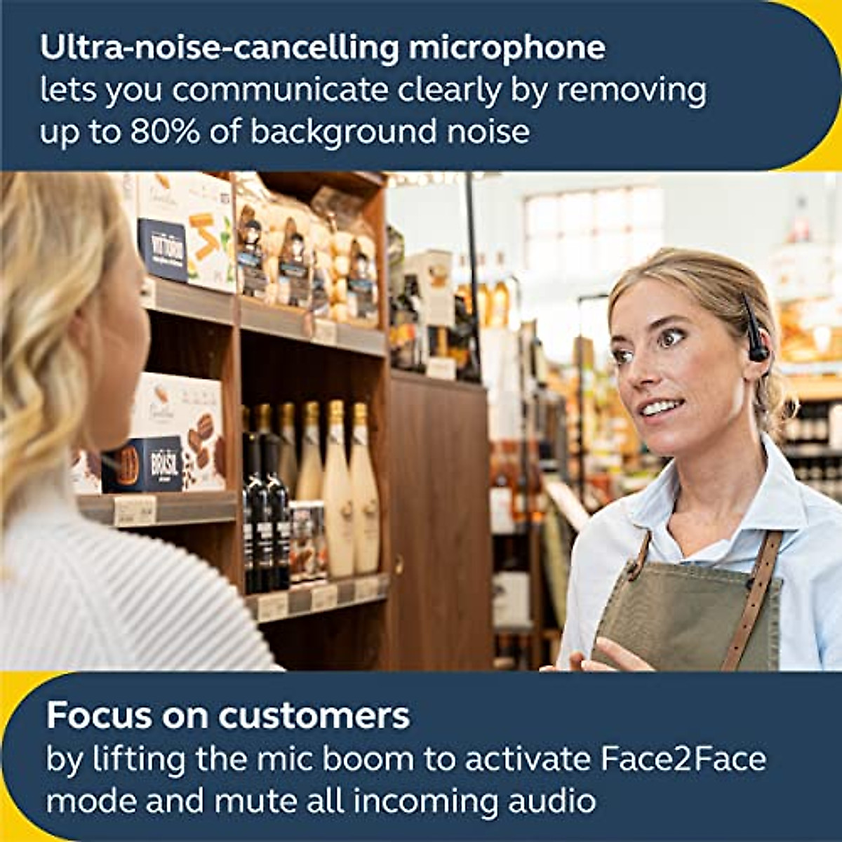 Jabra Perform 45 Ear Hook Mono Bluetooth Headset - Advanced Ultra-Noise-Cancelling Microphone, Push-to-Talk Functionality, Face2Face Mode and Discreet Design - Black