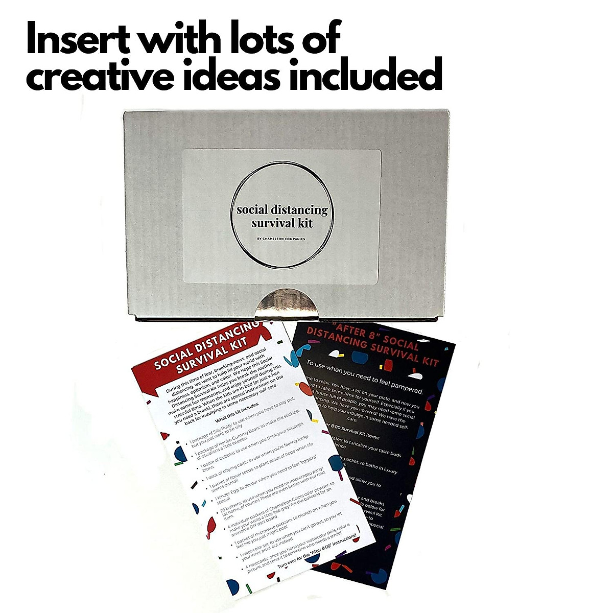 Chameleon Colors Social Distancing Survival Kit, Includes Goodies, Games, Activities, Self Care Items, Party Supplies, and More, Beyond a Snack Box, Gift Pack for Family or Friends