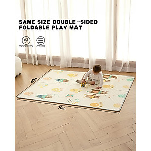 dearlomum Baby Playpen with Mat 71" X 59", Extra Large Play Yard for Babies and Toddlers, Safety Baby Fence, Indoor & Outdoor Kids Activity Play Center with Anti-Slip Suckers and Zipper Gate(Black)