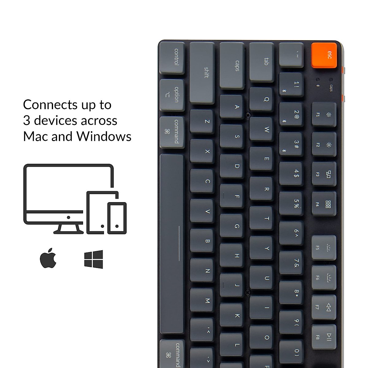 Keychron K1 SE, 87 Keys Ultra-Slim Wireless Bluetooth/USB Wired Mechanical Keyboard with RGB LED Backlit, Hot Swappable Low-Profile Gateron Mechanical Blue Switch Compatible with Mac Windows