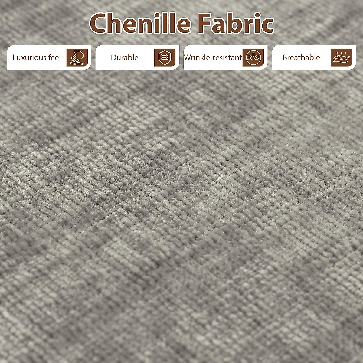 YuuYee 82" Chenille L Shaped Sectional Couches for Living Room, 3 Seater Comfy Modular Sofa with Chaise for Small Spaces,Mid Century Modern,Deep Seat,Grey