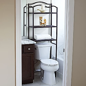 Household Essentials 3-Tier Over the Toilet Storage Shelf, Espresso Brown