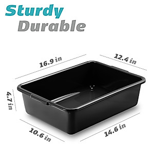 Commercial Bus Tubs/Dishwashing Tubs, 13L Plastic Restaurant Basin, Utility Tub/Tote Box Set of 4, Black