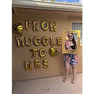 LaVenty Set of 15 From Muggle to Mrs Banner From Muggle to Mrs Balloons Bridal Shower Bachelorette Banner