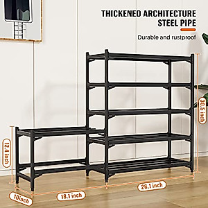 Ceinun Shoe Rack, 5-Tier Shoe Storage Rack Metal Shoe Organize Shelf for 20 Pairs of Shoes, Multi-Functional Shoe Stand for Entryway, Garage, Bedroom, Cloakroom