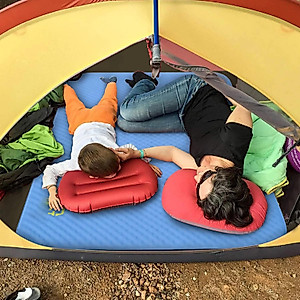 Royalgarden Self-Inflating Sleeping Pad, Air Foam Double Camping Pads, 80"×52"×4" Queen Size Camping Mattress, Memory Foam Pad with Solid Foam and Soft Touch, All Season, for Home, Car, Camping Blue