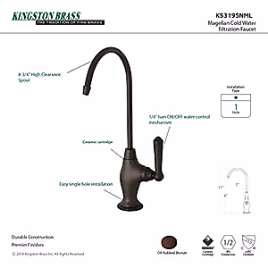 Kingston Brass KS3195NML Magellan Design 1/4 Turn Water Filter Faucet, Oil Rubbed Bronze,4-3/4 inch Spout Reach , Oil-Rubbed Bronze