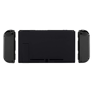 eXtremeRate Soft Touch Grip Black Console Back Plate DIY Replacement Housing Shell Case for Nintendo Switch Console with Kickstand – JoyCon Shell NOT Included