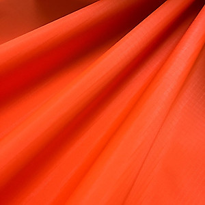 emma kites Fluorescent Orange Ripstop Nylon Fabric 40 Denier, Pre-Cut Piece 1-Yard: 60"x36", Ultra-light Airtight PU Coating Water Repellent