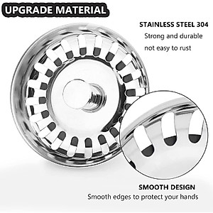 Kitchen Sink Strainer Kitchen Sink Plug, 2 Pack Universal Sink Plugs Bath Plug Strainer Plug, Thickened Stainless Steel Sink Plug Strainer For Kitchen Bathroom Home Office Hotel, Diameter 80Mm