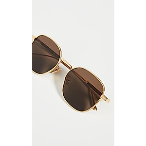 Bottega Veneta Metal Ribbon Round Sunglasses, Gold/Gold/Brown, One Size