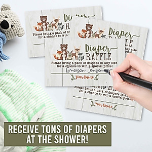 Hadley Designs 25 Baby Shower Diaper Raffle Tickets For Baby Shower Games To Play - Woodland Baby Shower Games Gender Neutral, Diaper Raffle Cards, Baby Raffle Tickets, Baby Shower Invitation Inserts