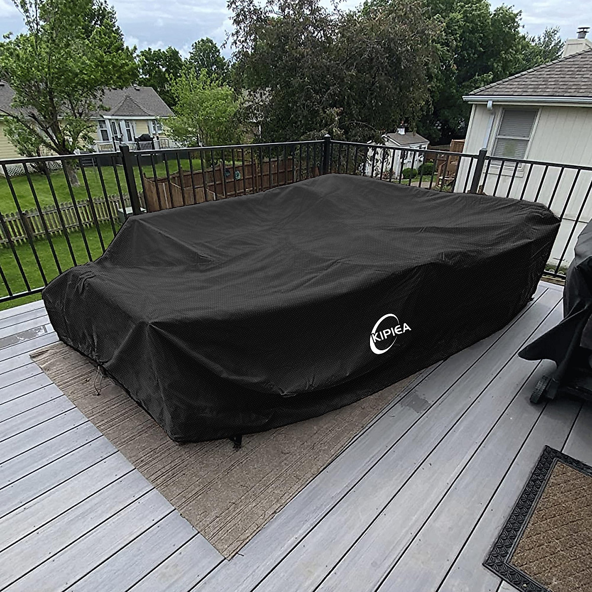 Kipiea 600D Patio Furniture Covers Waterproof Winter, Outdoor Furniture Set Covers for Table Chairs, Heavy-Duty Outdoor Sofa Covers with Anti UV and No Tears, No Fading (98" L x 98" W x 28" H)