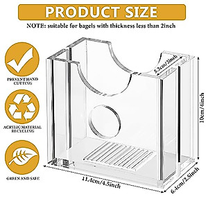Qunclay Clear Bagel Slicer Bagel Cutter for Jewish Holidays Acrylic Bagel Holder with Nonslip Mat Large Bagel Guillotine Hanukkah Gifts for Women Men Kitchen Donut Bread Cheese Food Party